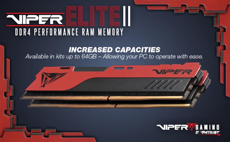 VIPER GAMING Launches VIPER ELITE II Performance DDR4 Memory - PCTestBench